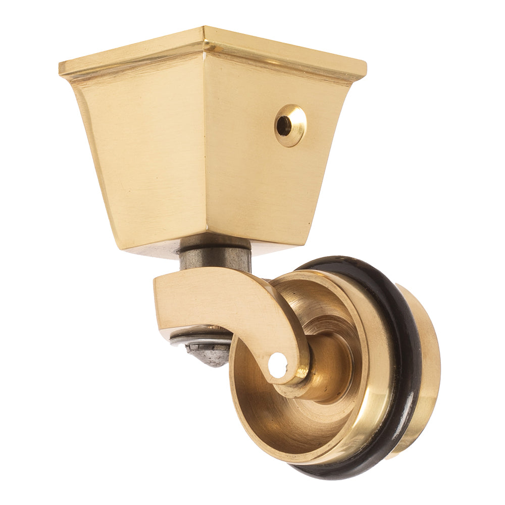 Brass Castor Square Cup with Rubber Tyre – Heritage Components