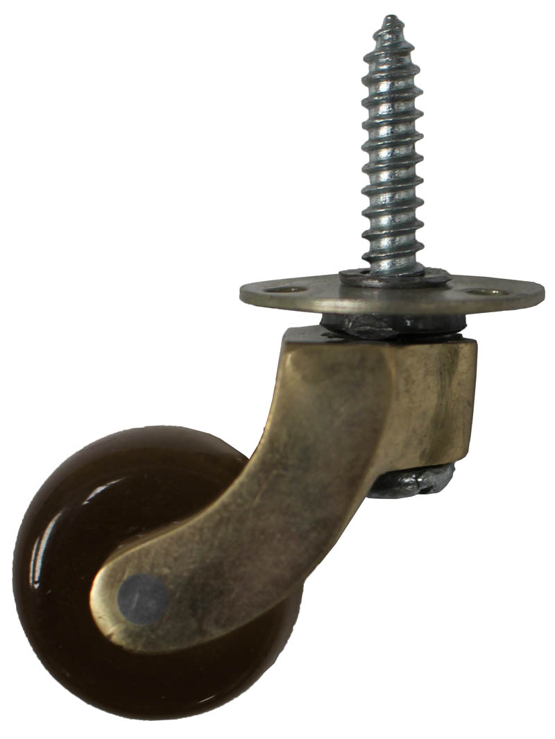 Brass Screw Castor with Brown Ceramic Wheel | Cabinet Castors ...