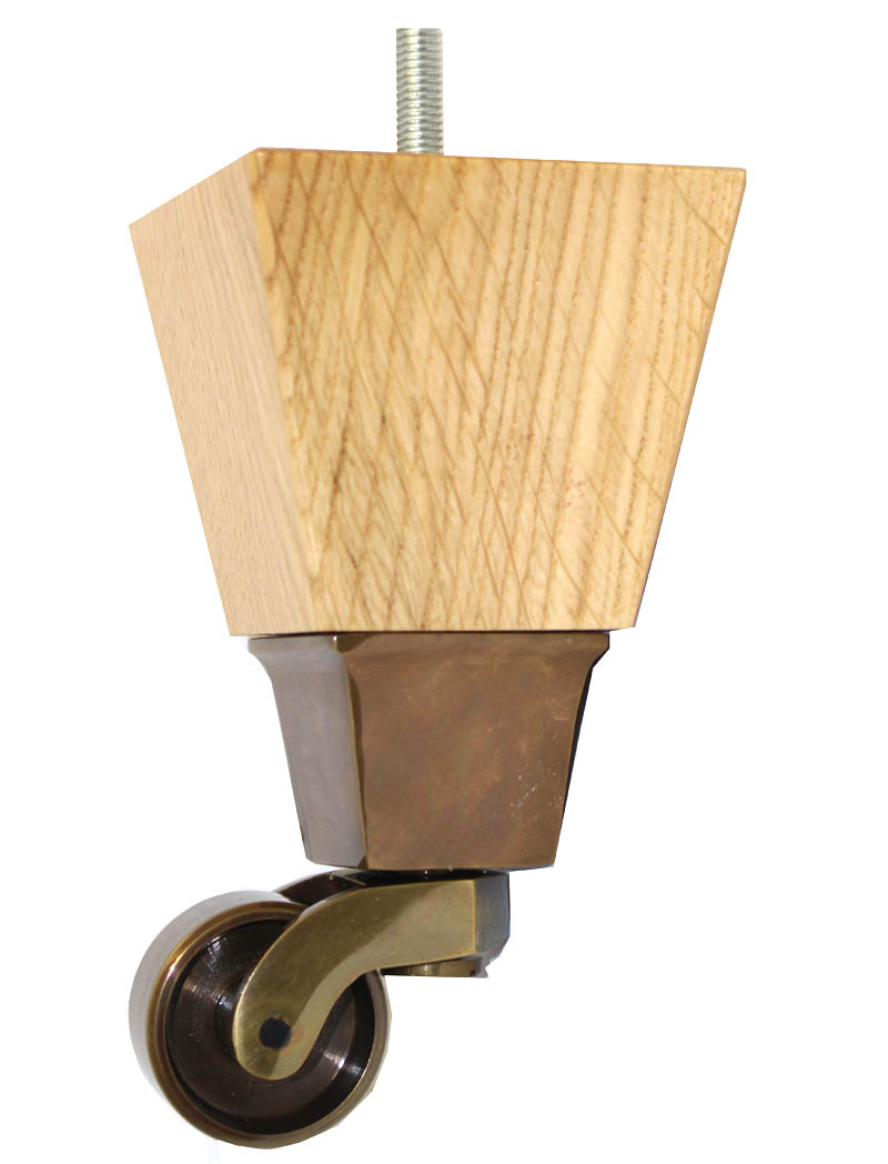 Mae Square Solid Oak Wooden Furniture Legs with Large Castors ...