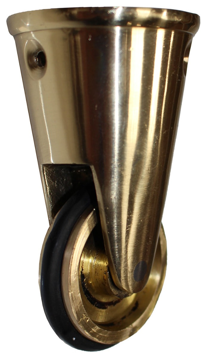 Vintage Brass Round Cup Castor with Rubber Tyre – Heritage Components